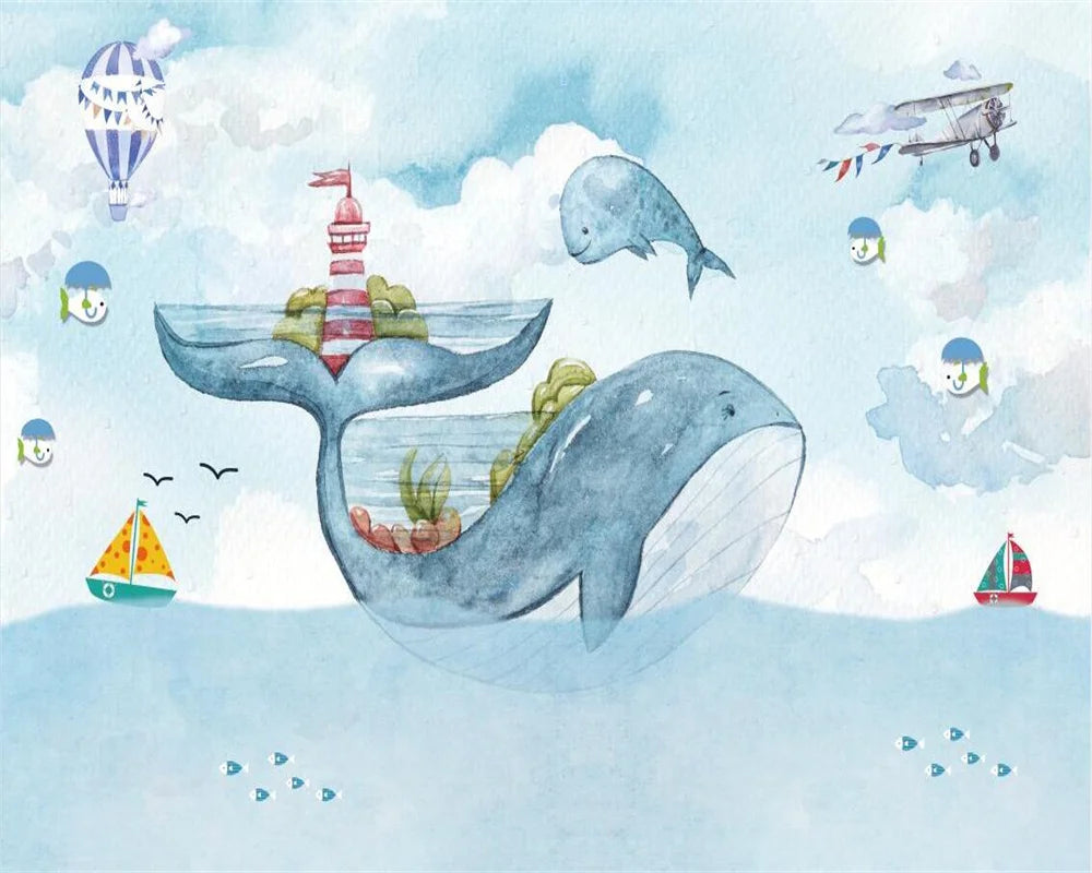 Fairy Whale With Lighthouse Wallpaper Peel and Stick Wall Mural – My ...